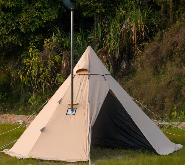 Pyramid Canvas camping tent with camping stove - EFNEW